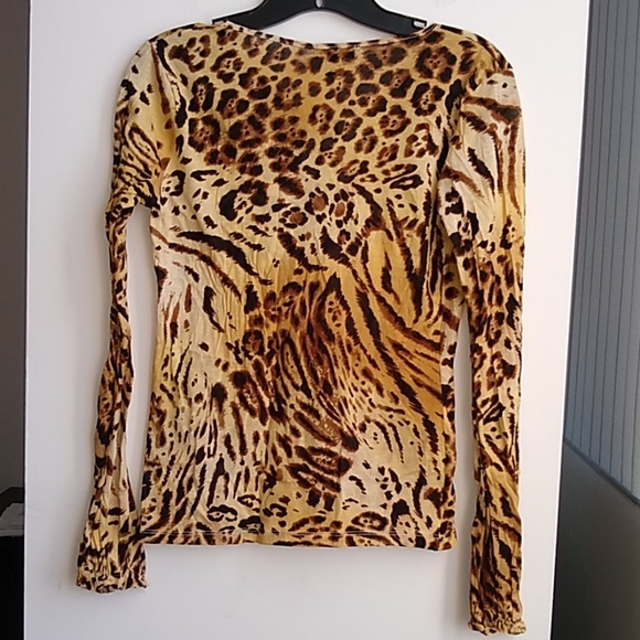 Zara | Tops | Zara Animal Print Cotton Knit Drawstring Top Med | Poshmark